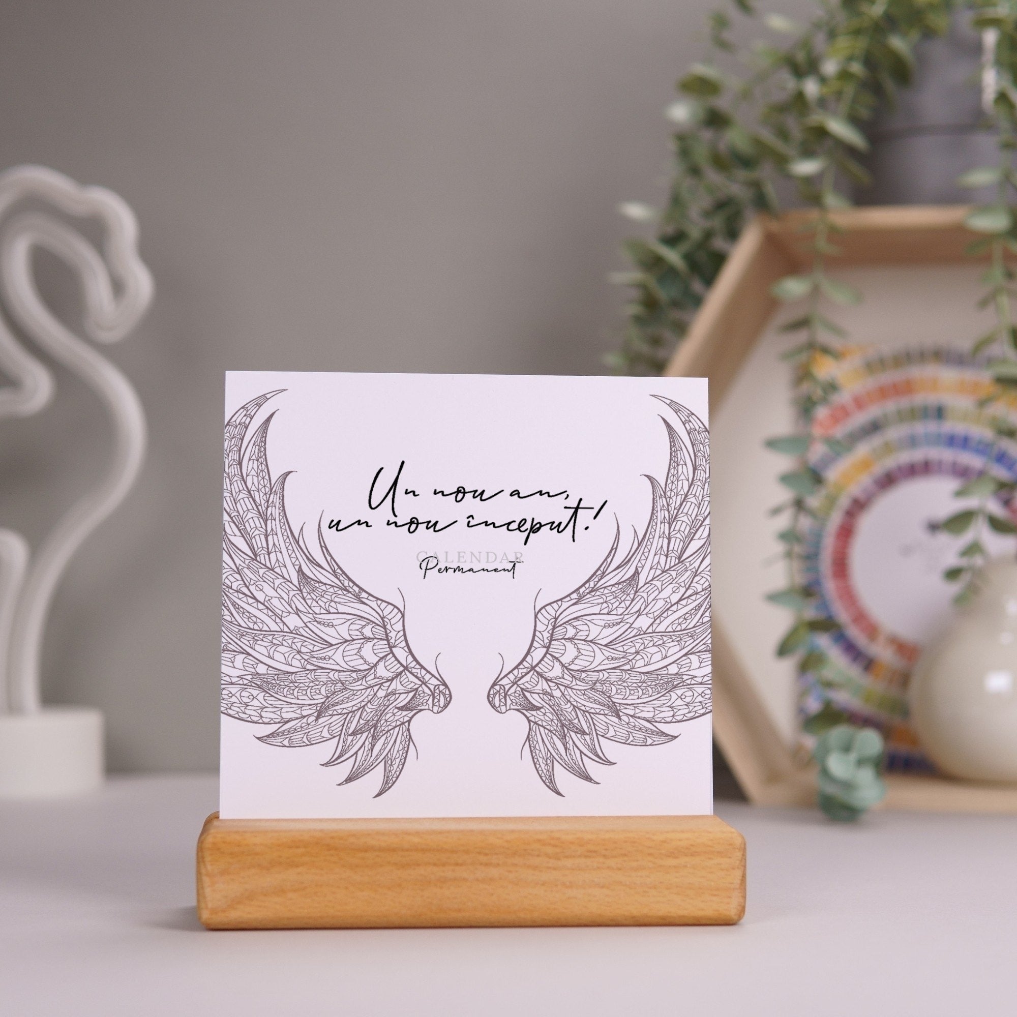 Permanent desk calendar with wooden stand - New Beginnings – WonderStore